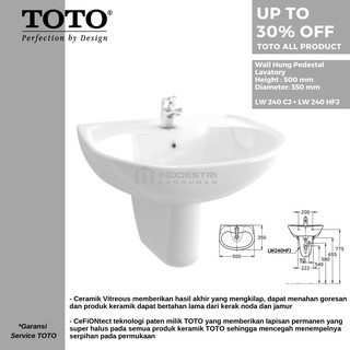 Wastafel Pedestal TOTO LW240CJ + LW240HFJ Wastafel Gantung Pedestal ...