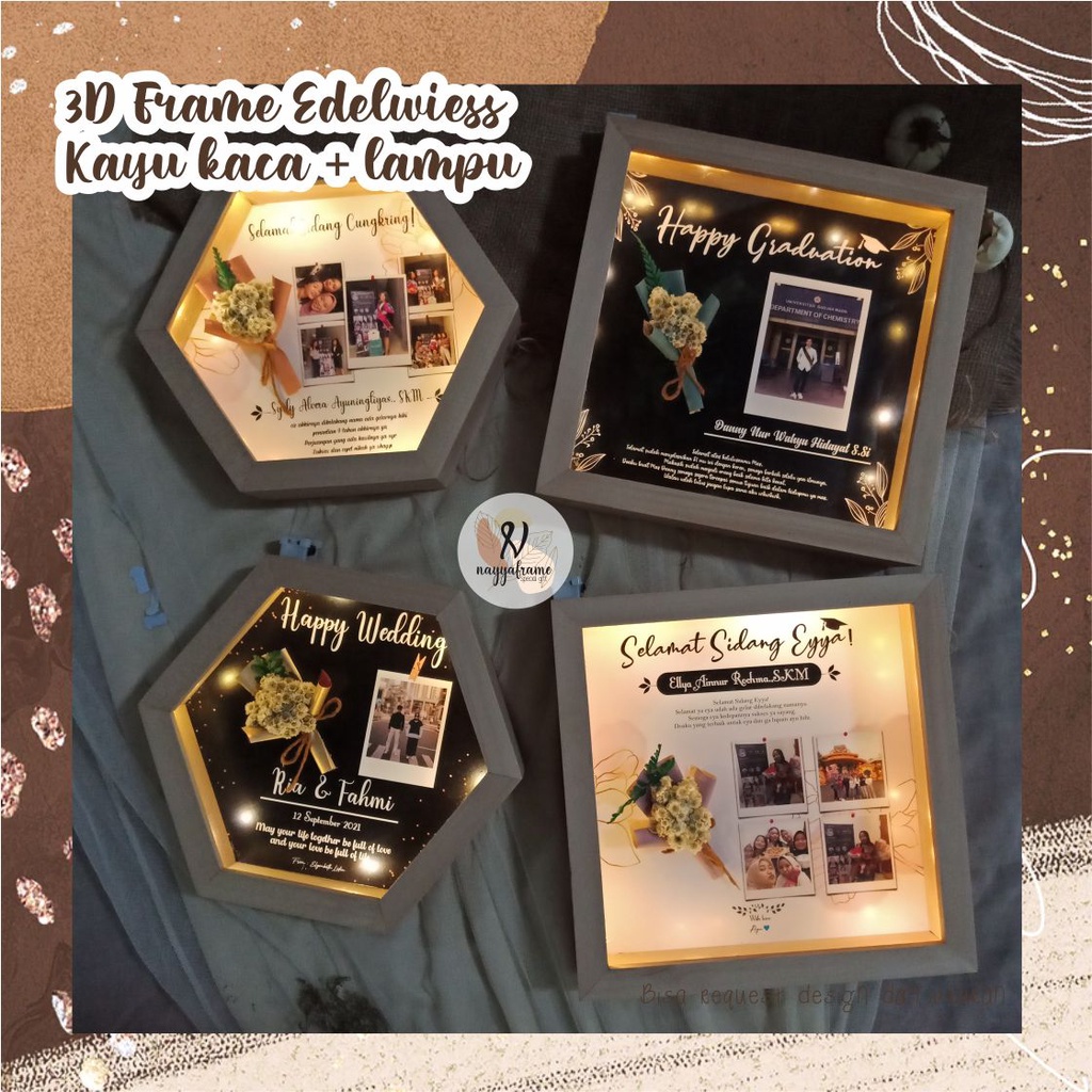 Jual FRAME 3D LAMPU Kayu Kaca/ KADO FRAME 3D / KADO FRAME LAMPU / KADO ...