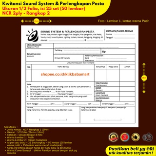 Jual CETAK KWITANSI NCR 1/2 FOLIO RANGKAP 2 CUSTOM | Shopee Indonesia