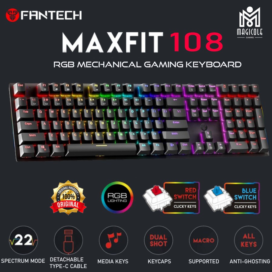 Jual Fantech MAXFIT 108 MK855 / MK-855 RGB - Mechanical Gaming Keyboard ...