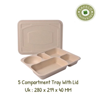 Jual Bagasse Box Safeco Box Bento Lunch Box Kotak Tempat Makan Bento 5 Sekat 5 Premium 5 ...