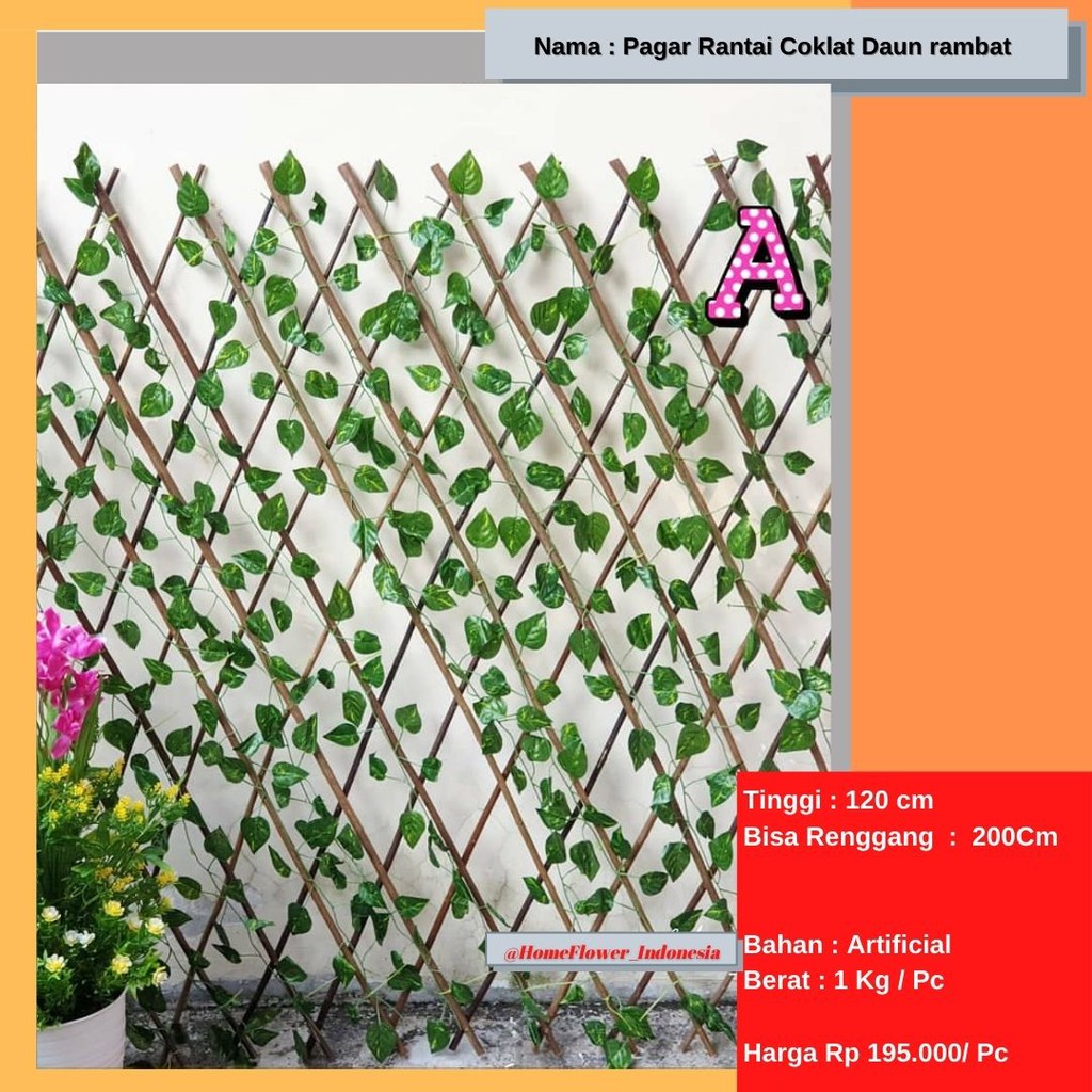 Jual Pagar Rotan Coklat Daun Rambat | Shopee Indonesia