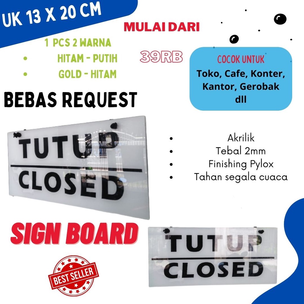 Jual SIGN BOARD | TULISAN OPEN | SIGN BOARD MURAH | TULIASAN CLOSE ...
