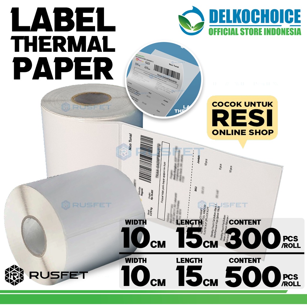 Jual Label Thermal Paper Sticker Kertas Printer Resi Stiker Barcode POS RUSFET TERMURAH | Shopee ...