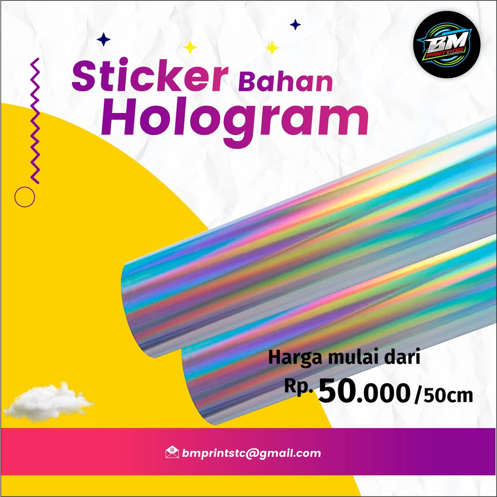 Jual CETAK STICKER INDOOR BAHAN HOLOGRAM ROLL METERAN (FILE SIAP CETAK ...