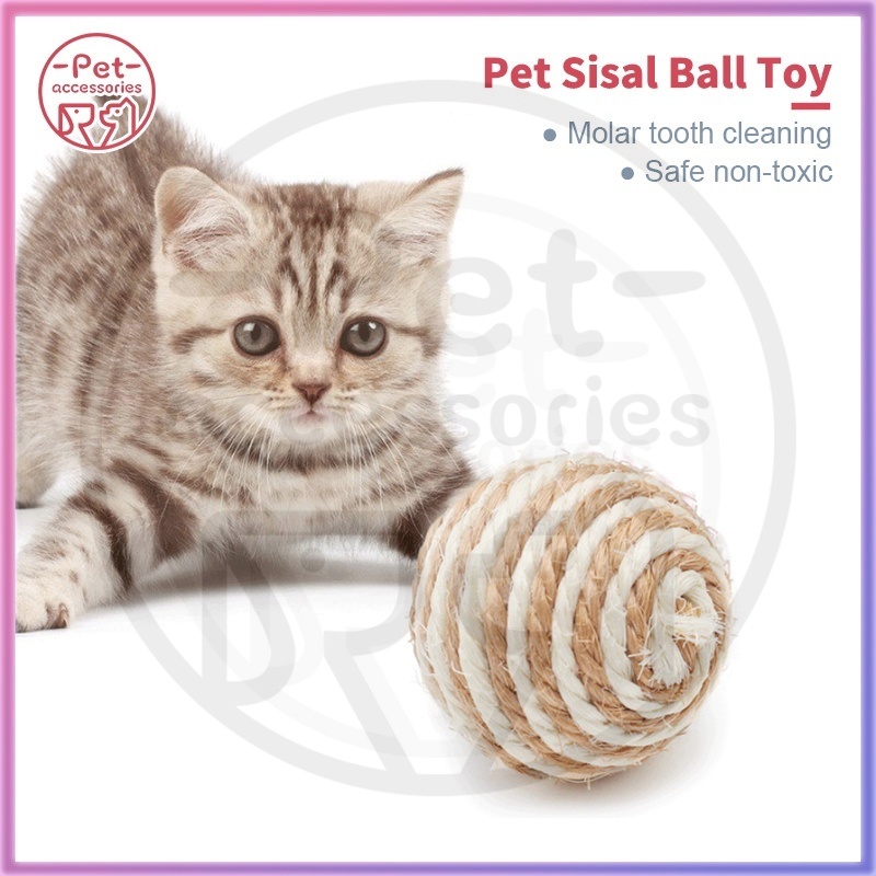 Jual mainan hewan peliharaan kucing bola rajutan, bola untuk cakar ...