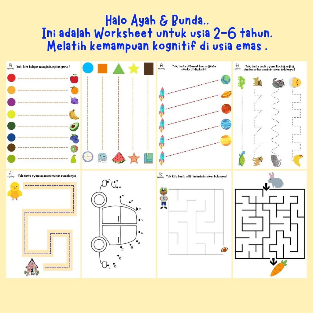 Lembar Kerja Printable Seri Toddler Worksheet Volume 01