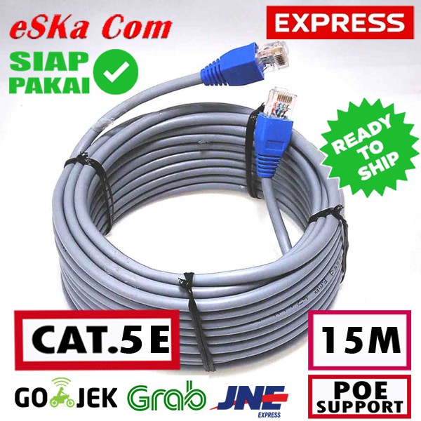 Jual Kabel LAN 15M UTP CAT5e -Rj45 - Plugboot Grey Siap Pakai 15 Meter ...