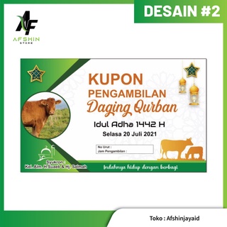 Jual Cetak Kupon Voucher Pengambilan Daging Hewan Kurban isi 100pcs ...