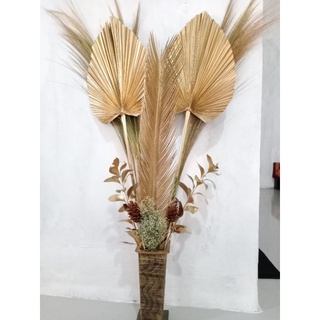 Jual Paket Bunga Kering+Pot Mendong+Daun Palem Kering+Pampas/Bunga ...