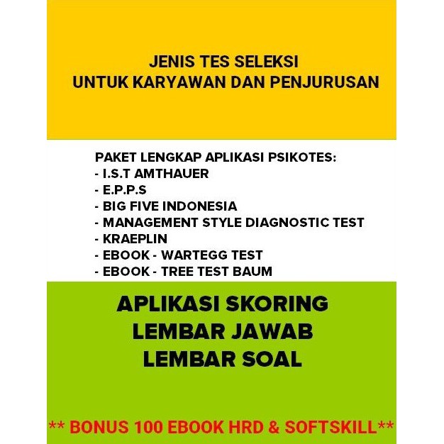 Jual Paket Lengkap Psikotes: IST, EPPS, BFI, Kraeplin, Wartegg & Baum ...