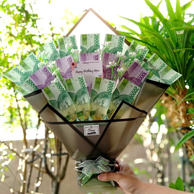 Jual Large Standing Money Bouquet / Bucket Buket Bunga Uang Asli ...