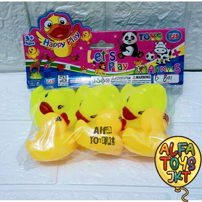Jual Mainan anak bebek cit cit karet 1set isi 6pcs mainan bebek kuning ...
