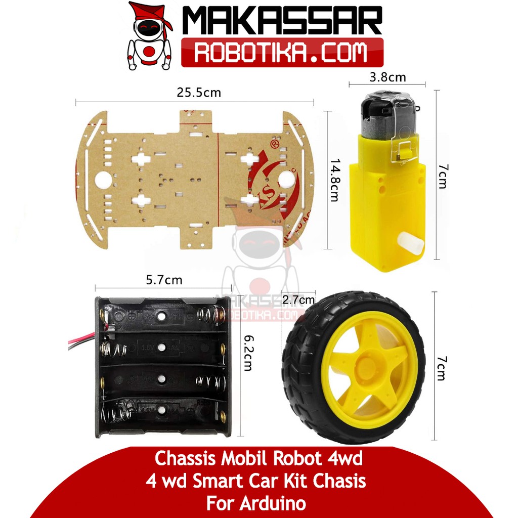Jual Chasis Mobil Robot 4wd 4 Wd Smart Car Chasis For Arduino Shopee