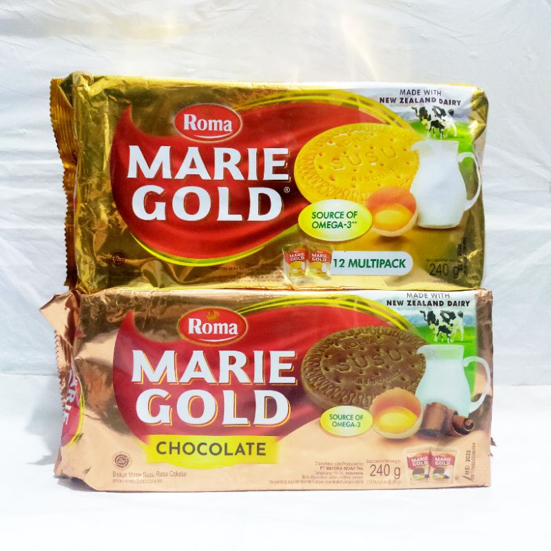 Jual Roma Marie Gold Biskuit Marie rasa original dan Cokelat 240gr isi ...