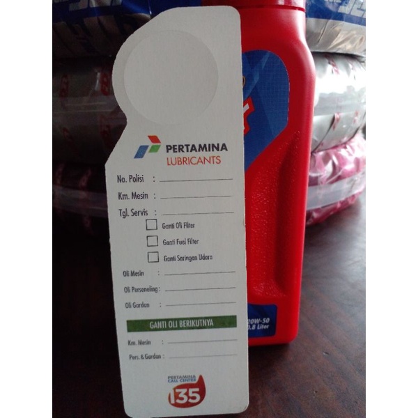 Jual Kertas Label Kartu Gantungan Ganti Oli Pertamina / Pengingat Ganti Oli | Shopee Indonesia