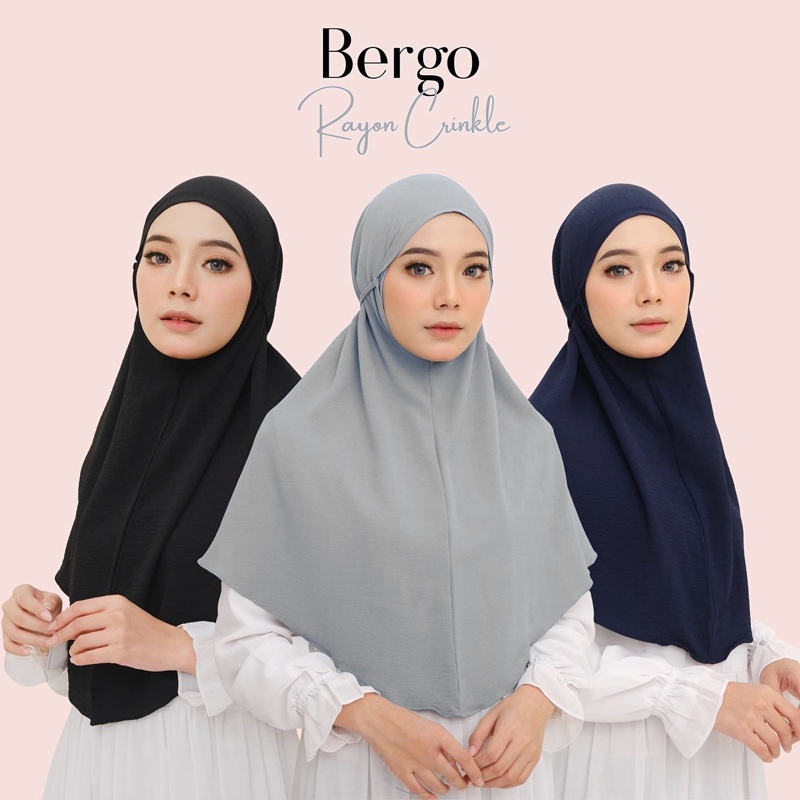 Jual PROMO!!! Bergo Maryam Rayon Crinkle Airflow Hijab Jilbab Instan Tali Terbaru | Shopee Indonesia