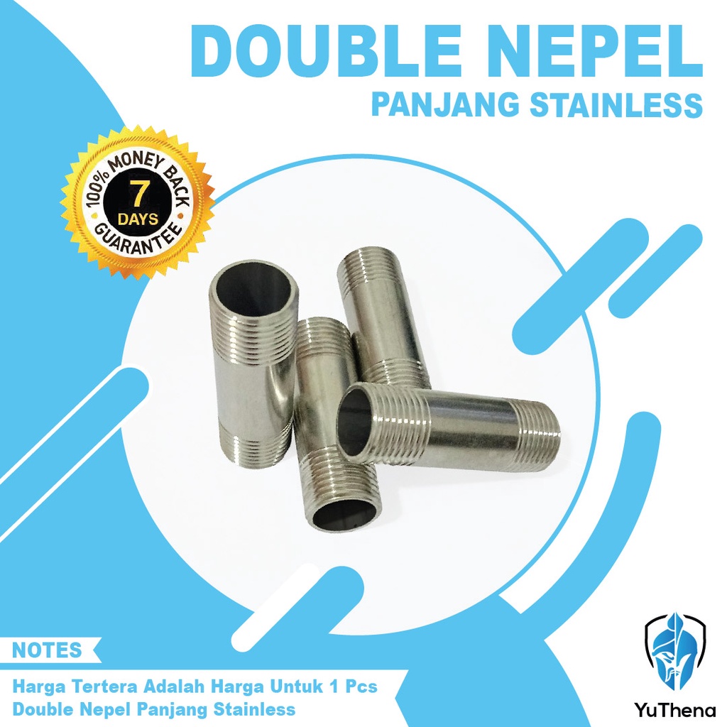 Jual YuThena - Double Nepel Panjang Stainless 1/2 Inch x 1/2 Inch Dobel ...