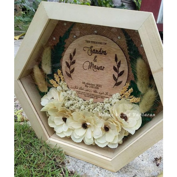 Jual Mahar kayu Hexagonal tema rustic diamater 22cm Indonesia|Shopee ...