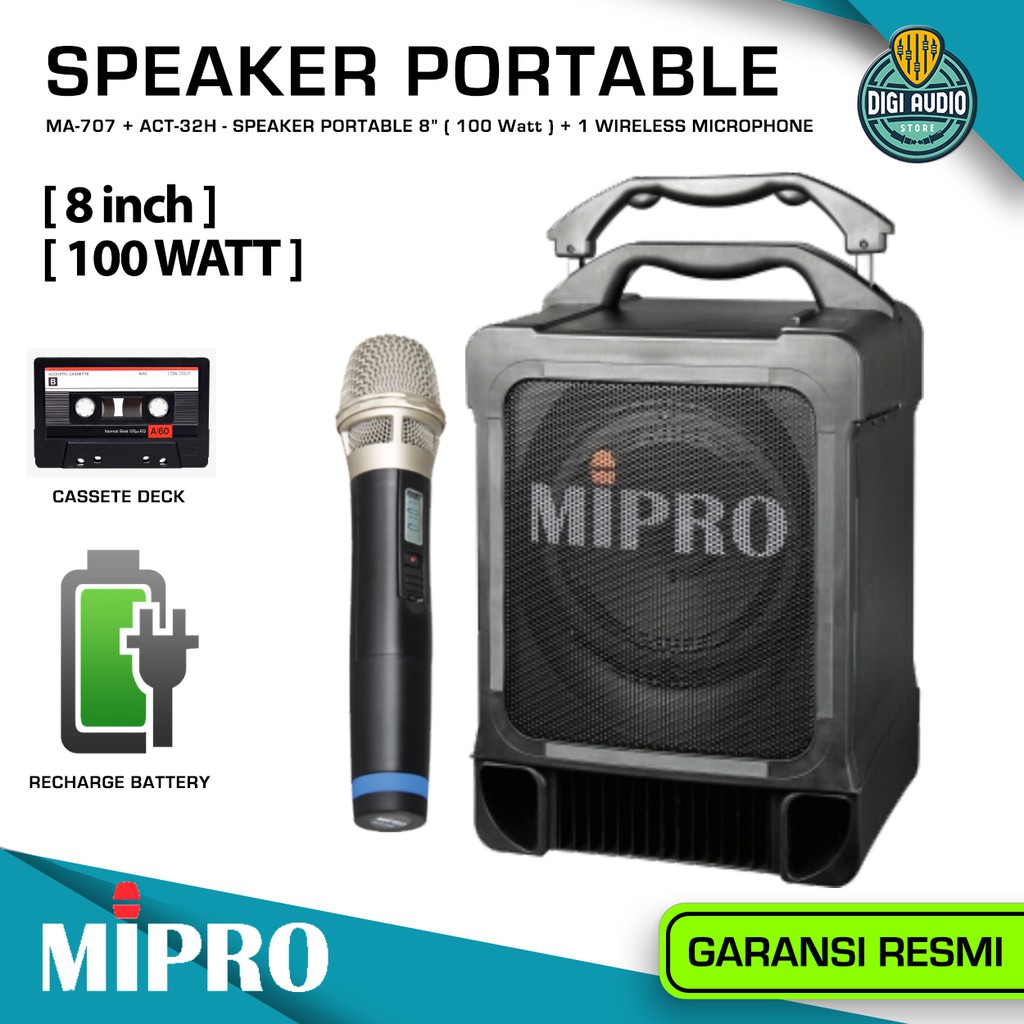 Jual Speaker Portable 8 inch 100 Watt Class-AB + 1 Mic Wireless ...