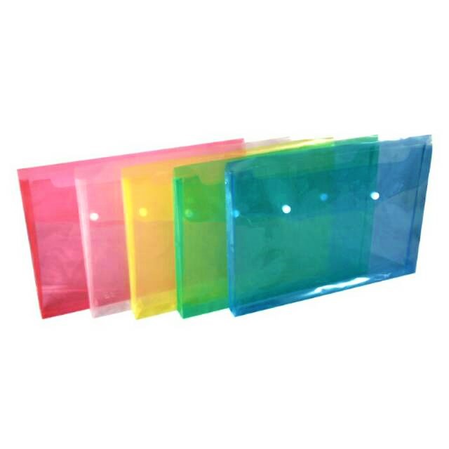 Jual MAP PLASTIK KANCING 2 FOLIO TEBAL TRANSPARANT WARNA MAP DOKUMEN ...