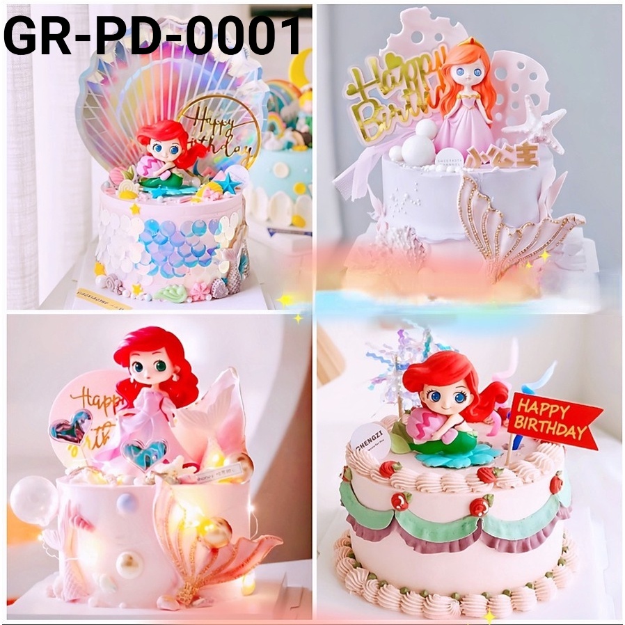 Jual GR-PD-0001 Cake topper hiasan kue putri ikan duyung mermaid kerang ...