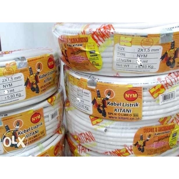 Jual Kabel Listrik Kawat Tembaga 2x1.5 mm NYM Kitani 2 x 1,5 permeter | Shopee Indonesia