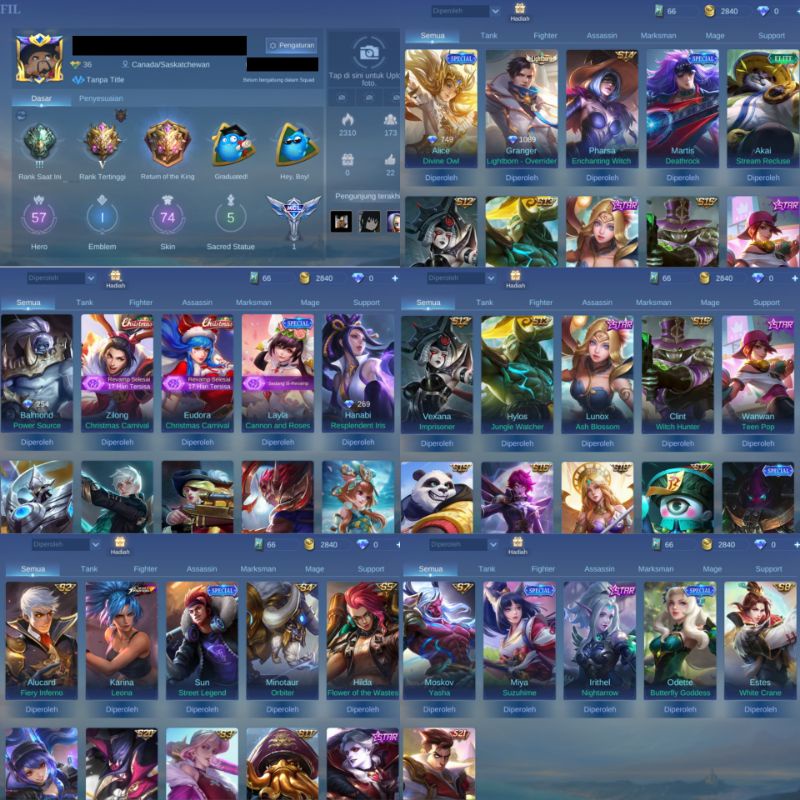 Jual Akun ml sultan murah full hero dan full skin (STOK TERBATAS ...