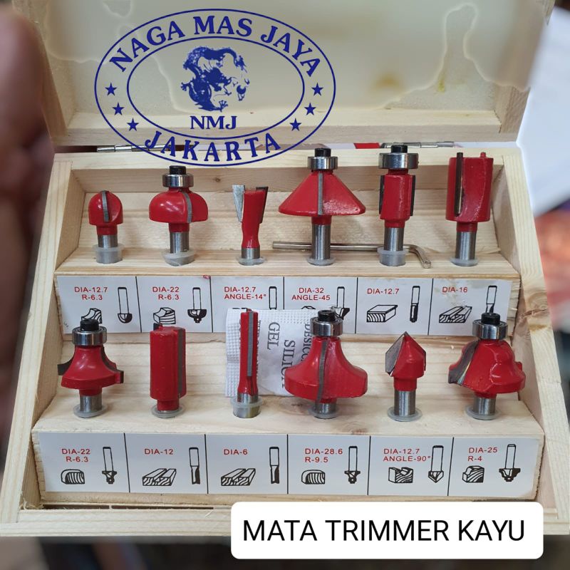 Jual MATA TRIMMER PROFIL KAYU SET 12PCS / MATA ROUTER KAYU 12 PCS ...
