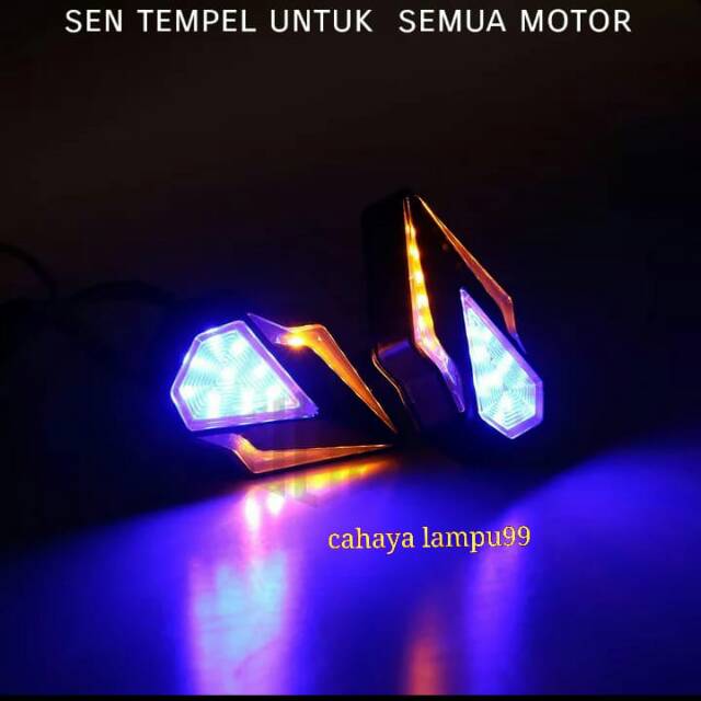 Jual Lampu Sein Tempel Running Standby 2 warna LED Senja Sen Motor Universal 2 mode Model panah ...