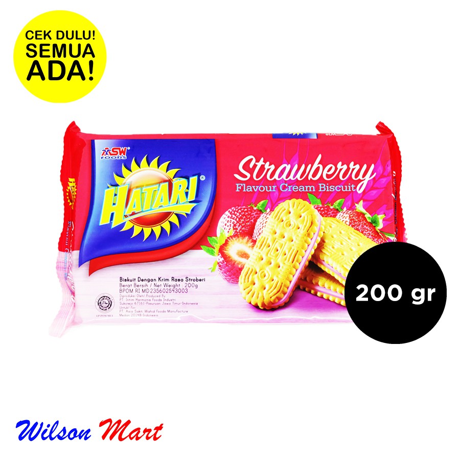 Jual ASW HATARI STRAWBERRY FLAVOUR CREAM BISCUITS 200 GRAM | Shopee ...