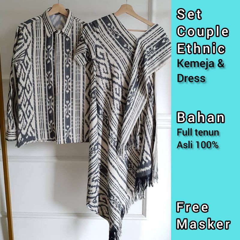 Jual set couple tenun etnik baju couple ethnic baju tenun dress tenun kemeja tenun uswah ...