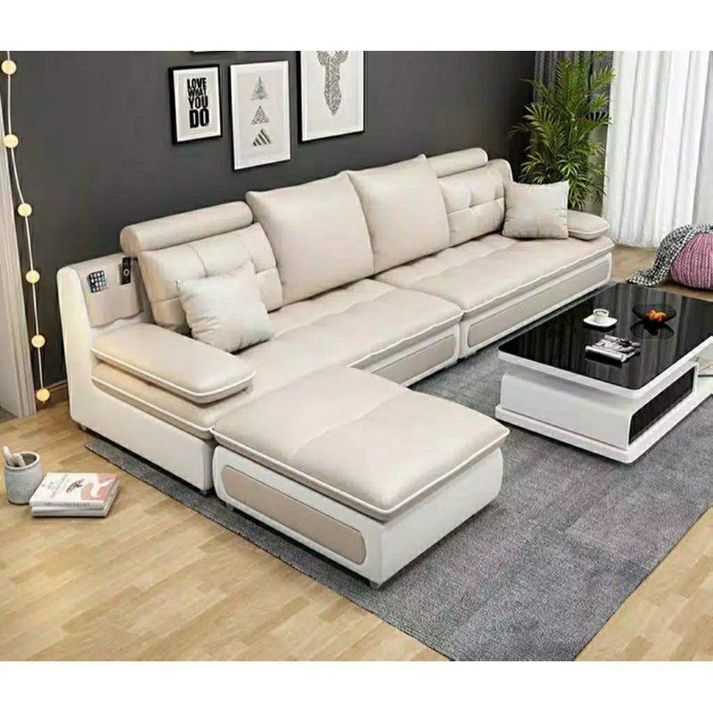 Jual Sofa Kulit L Sudut Sofa Ruang Tamu Minimalis Mewah Elegant ...
