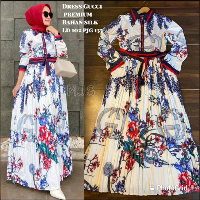 Jual Gamis Gucci premium bahan silk All size | Shopee Indonesia