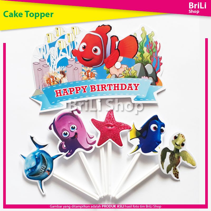 Jual Cake Topper HAPPY BIRTHDAY Ikan Nemo Hiasan Kue Ultah Ulang Tahun ...