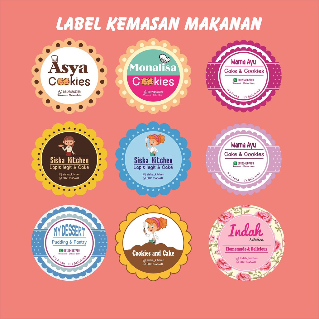 Jual STIKER LABEL MAKANAN / STICKER SNACK MINUMAN OLSHOP BAKERY KUE ...