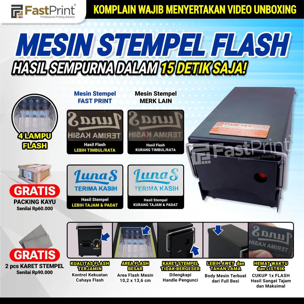 Jual Fast Print Mesin Stempel Flash Kilat Premium 4 Lampu Full Plat ...