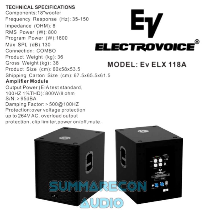 Jual SUBWOOFER AKTIF ELECTRO VOICE EV ELX 118A ORIGINAL SUBWOOFER 18 INCH | Shopee Indonesia