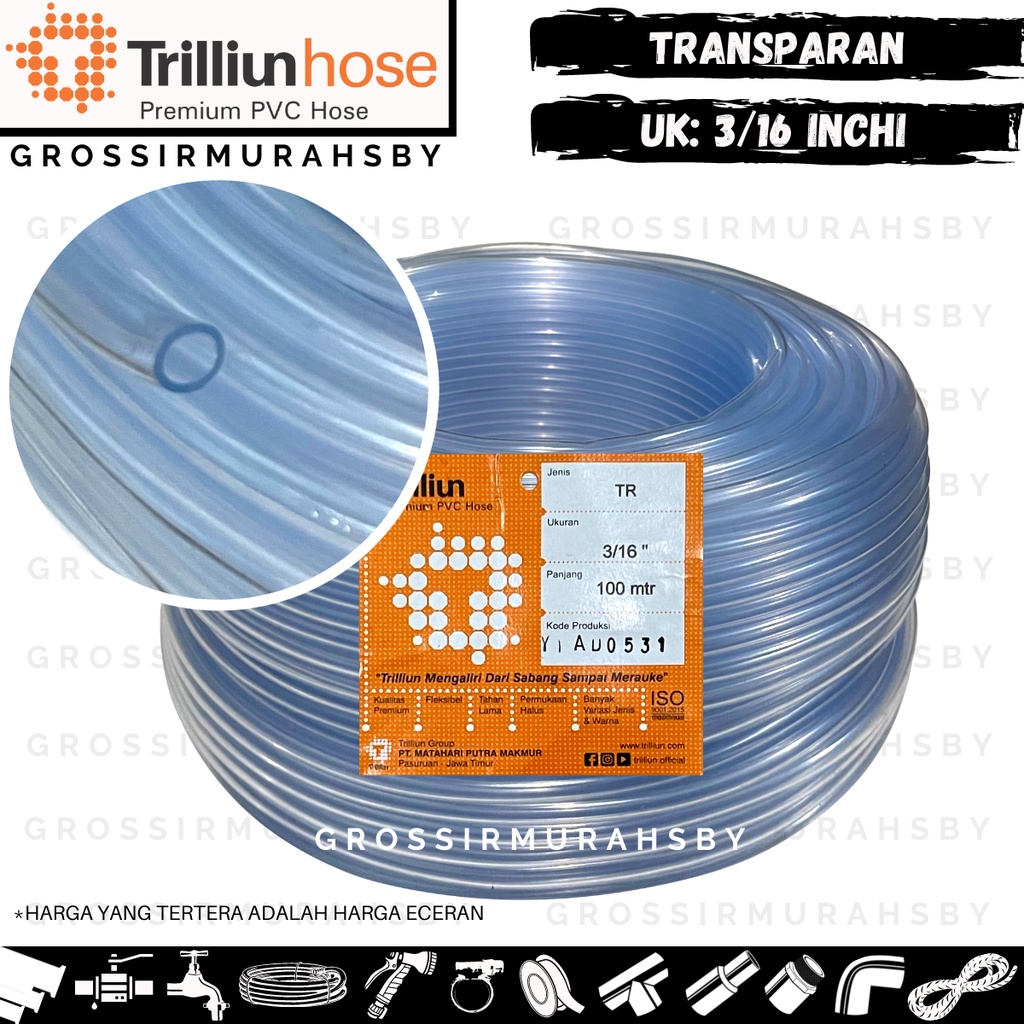 Jual SELANG AIR TRILLIUN TRANSPARAN 3/16 ( HARGA PERMETER ) - AERATOR ...