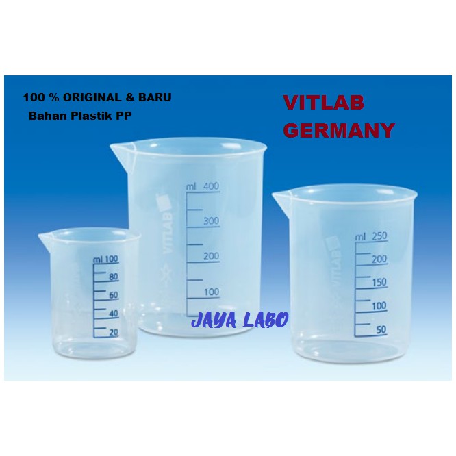BEAKER PLASTIK PP VITLAB Vol. 250ml/ Gelas Kimia Plastik/ Gelas Piala ...