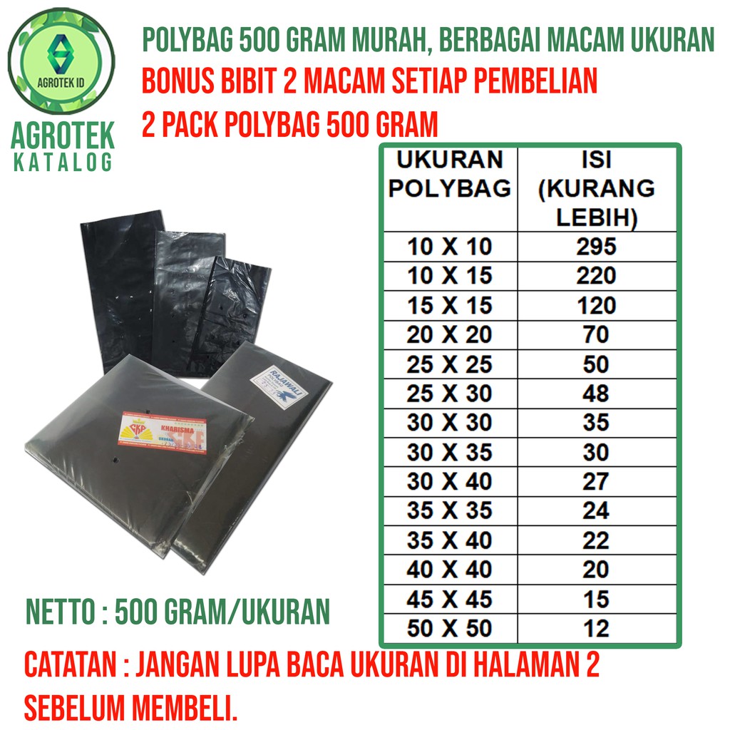 Polibag Kantong Tanaman Polibek Plastik Polybag Ukuran 500 gram ...
