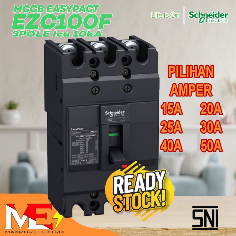 Jual MCCB Schneider EasyPact EZC100F 3P 15A 20A 25A 30A 40A 50A ORIGINAL | Shopee Indonesia