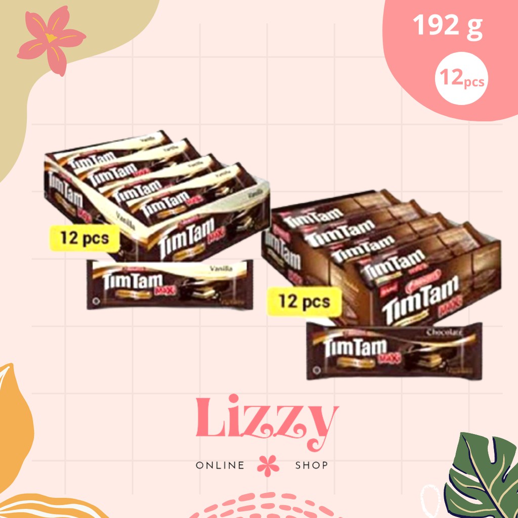 Jual TimTam Maxi Chocolate Vanilla Biskuit Sandwich Snack 12pcs x 16g ...