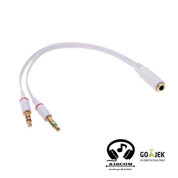 Jual KABEL AUX MIC HEADPHONE Jack Audio 1 Female to 2 Male Splitter Y ...