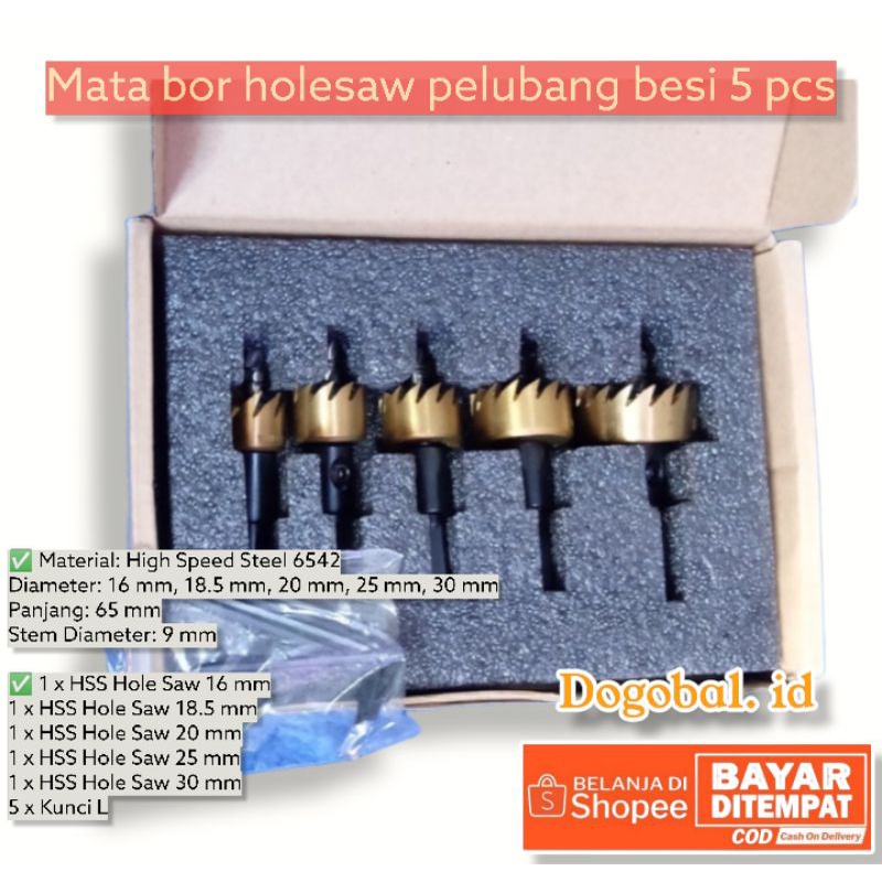Jual Mata bor pelubang besi almini holo set 5 pcs mata bor holesaw besi ...