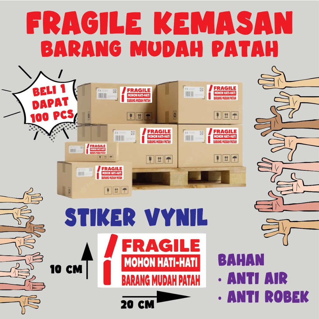 Jual STIKER LABEL FRAGILE BARANG MUDAH PATAH ISI 100PCS | Shopee Indonesia