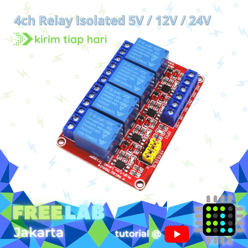 Jual Relay 4 Channel for Arduino Isolated dg Optocoupler Input 5/12/24V ...