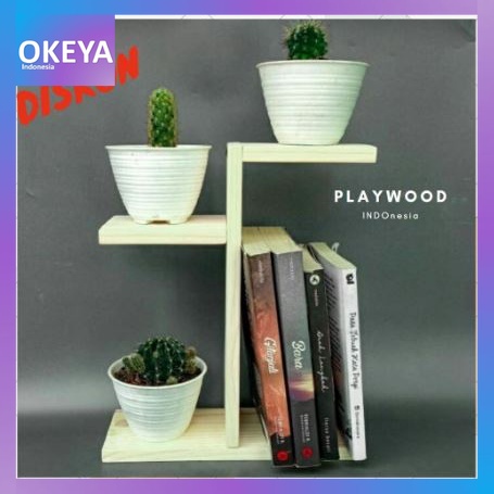 Jual rak kaktus kombinasi rak buku / rak bunga meja kantor / rak bunga ...