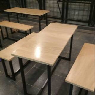Jual 1 set 1 meja 2 kursi panjang minimalis industrial meja makan meja ...