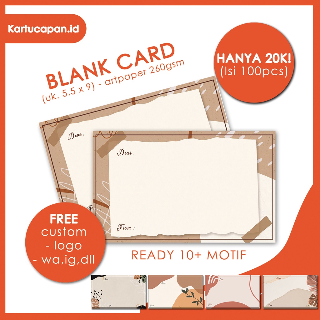 Jual (100PCS) KARTU UCAPAN / BLANK CARD / KARTU UCAPAN KOSONG ...